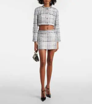 Dolce & Gabbana Checked Cropped Lame Tweed Jacket