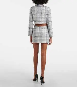Dolce & Gabbana Checked Cropped Lame Tweed Jacket