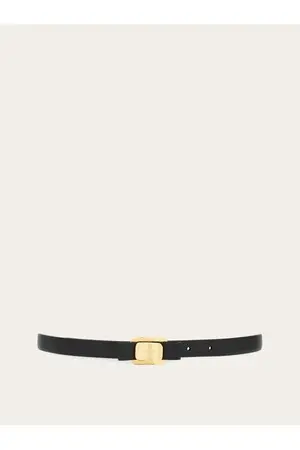 FERRAGAMO Vara Plate Leather Belt - Black