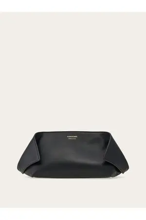 FERRAGAMO Folded Calfskin Pouch - Black