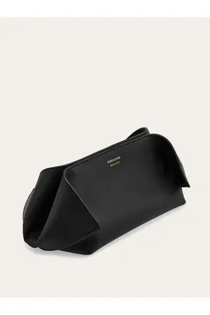 FERRAGAMO Folded Calfskin Pouch - Black