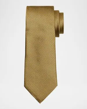 Zegna ZEGNA Micro-Geometric Jacquard Neck Tie Md Yel Micro Fan
