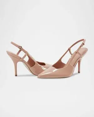Marc Fisher Patent Leather Slingback Pumps - Ltbrwn