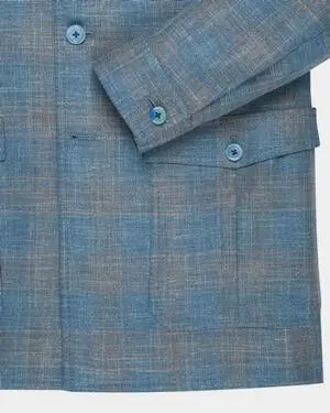Stefano Ricci Plaid Field Jacket - Petrol