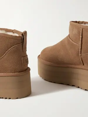 UGG Classic Ultra Mini Platform Shearling Boots - Brown