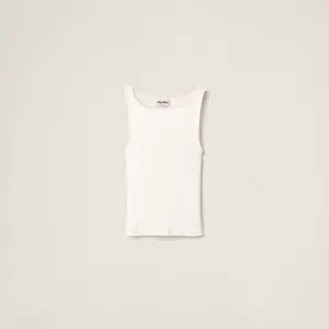 Miu Miu Ribbed Knit Wool Tank Top