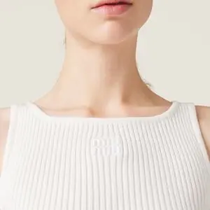 Miu Miu Ribbed Knit Wool Tank Top