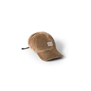 Miu Miu Velvet Baseball Cap - Sand/black