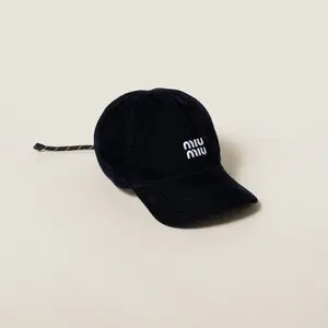 Miu Miu Velvet Baseball Cap - Blue/Black | Editorialist