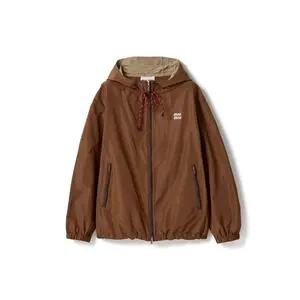 Miu Miu Technical Fabric Zip-up Hoodie Jacket