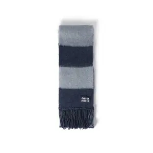 Miu Miu Wool Scarf With Fringes - Blue/sky Blue
