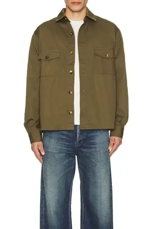 Saint Laurent Yves Overshirt In Olive