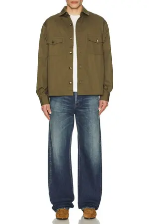 Saint Laurent Yves Overshirt In Olive