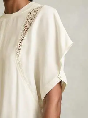 REISS Harlowe Lace-insert T-shirt