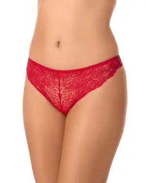ON GOSSAMER Luxe Lace Thong - Crimson Berry