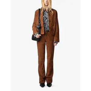 Zadig&Voltaire Pistol Flared-leg Suede Trousers - Cognac