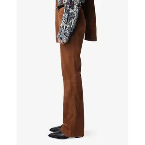 Zadig&Voltaire Pistol Flared-leg Suede Trousers - Cognac