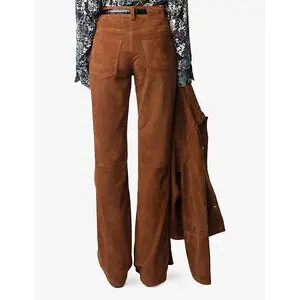 Zadig&Voltaire Pistol Flared-leg Suede Trousers - Cognac