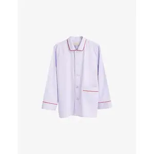 HAY Outline Contrast-piping Cotton Pyjama Shirt - Lavender