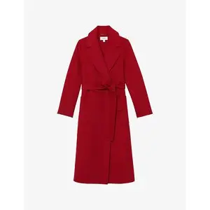 REISS Lucia Double-breasted Wool-blend Coat - Red