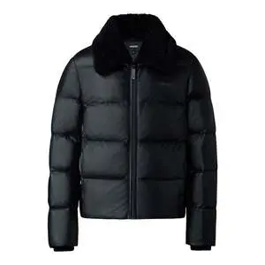Mackage Kyrie Leather Down Jacket With Shearling Collar