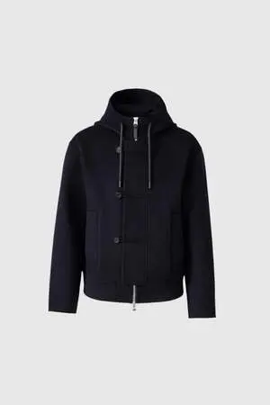 Mackage Malik Double-face Wool Hooded Jacket - Navy