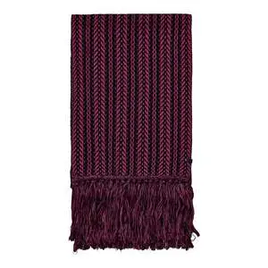 Mackage Mona-ck Rectangular Jacquard Wool Scarf With Fringed Ends - Bright Pink