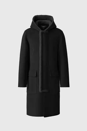 Mackage Abraham Long Hooded Wool Coat - Black