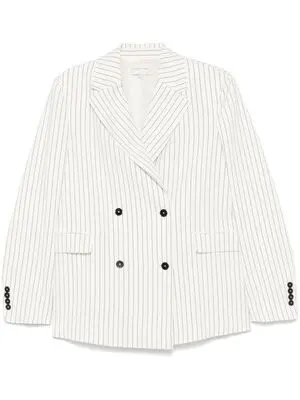 Loulou De Saison Loulou Studio Striped Double-breasted Blazer - White