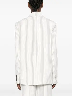 Loulou De Saison Loulou Studio Striped Double-breasted Blazer - White