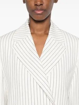 Loulou De Saison Loulou Studio Striped Double-breasted Blazer - White