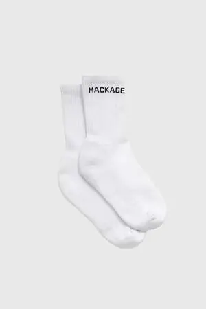 Mackage Woods Stretch Cotton Logo Socks White-navy