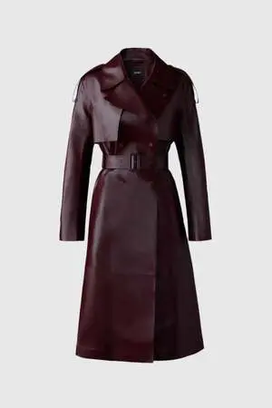 Mackage Carmela Leather Trench Coat Garnet