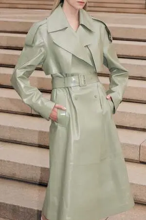 Mackage Carmela Leather Trench Coat - Matcha