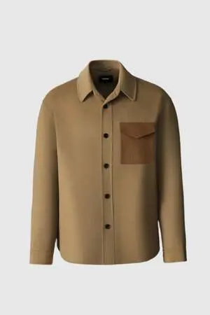 Mackage Emmanuel Double-face Wool Overshirt With Leather Patch Pocket - Light Camel
