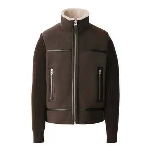 Mackage Jonathan Mixed-media Shearling Jacket - Coffee-natural