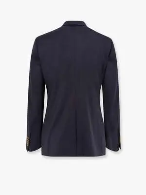 Dolce & Gabbana Stretch Virgin Wool Blazer With Frontal Logo Patch