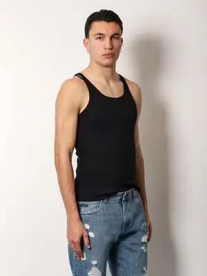 Dolce & Gabbana Ribbed Cotton Tank Top - Black