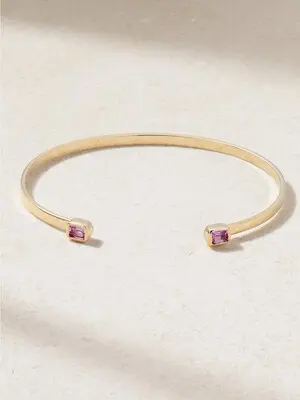 STONE AND STRAND Myrtle 10-karat Gold Sapphire Cuff - Pink