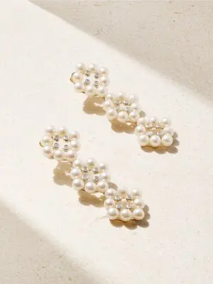 Mateo 14-karat Pearl And Diamond Dangle Earrings - White