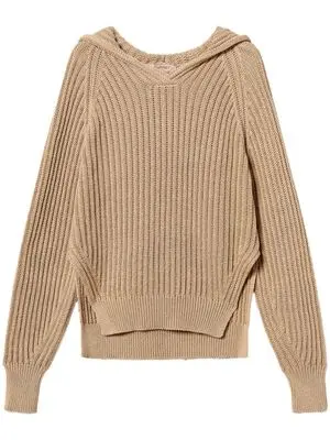 TWINSET Ribbed-knit Hooded Sweater