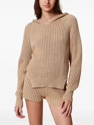 TWINSET Ribbed-knit Hooded Sweater