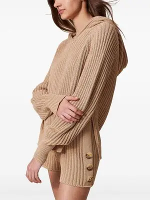 TWINSET Ribbed-knit Hooded Sweater