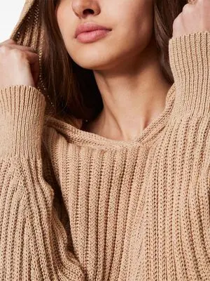 TWINSET Ribbed-knit Hooded Sweater