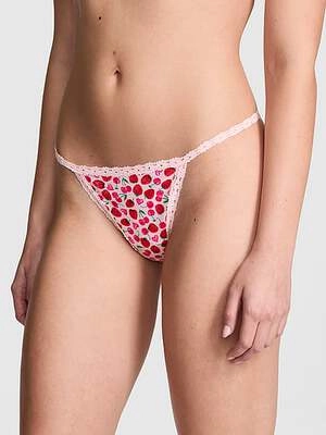 Pink Cotton V-string Panty - Print