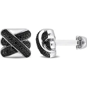 JULIANNA B. Square Crossover Cufflinks - Black Diamond