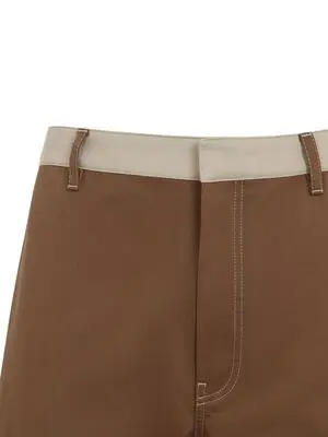 Off-White Cotton Trousers - Brown