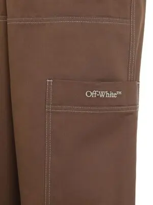 Off-White Cotton Trousers - Brown