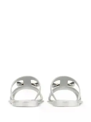 FERRAGAMO Vara Plate Slides - White