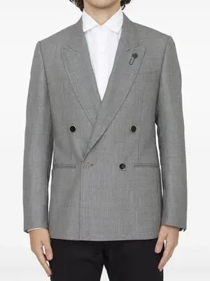 LARDINI Double-breasted Wool Jacket - Grey